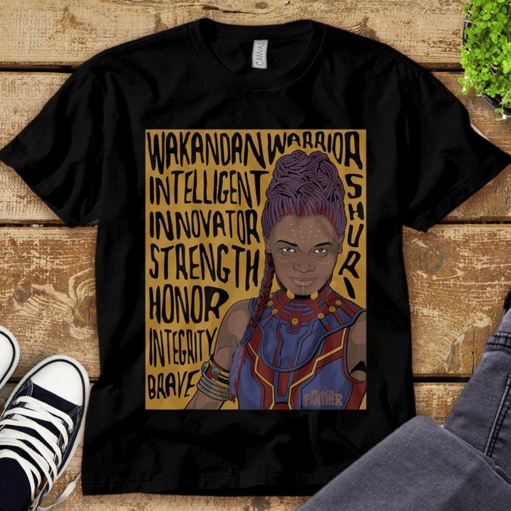 Marvel Black Panther Movie Shuri Word Art Graphic Uni… - Gem